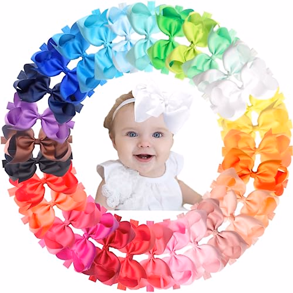 JOYOYO Baby Headbands 30 PCS Soft Head Bands Big 6" Hair Bows Nylon Headbands for Baby Girls Infants Toddlers Hair Accessories