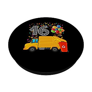 Happy 16 Birthday Rear Loader Garbage Truck PopSockets Swappable PopGrip