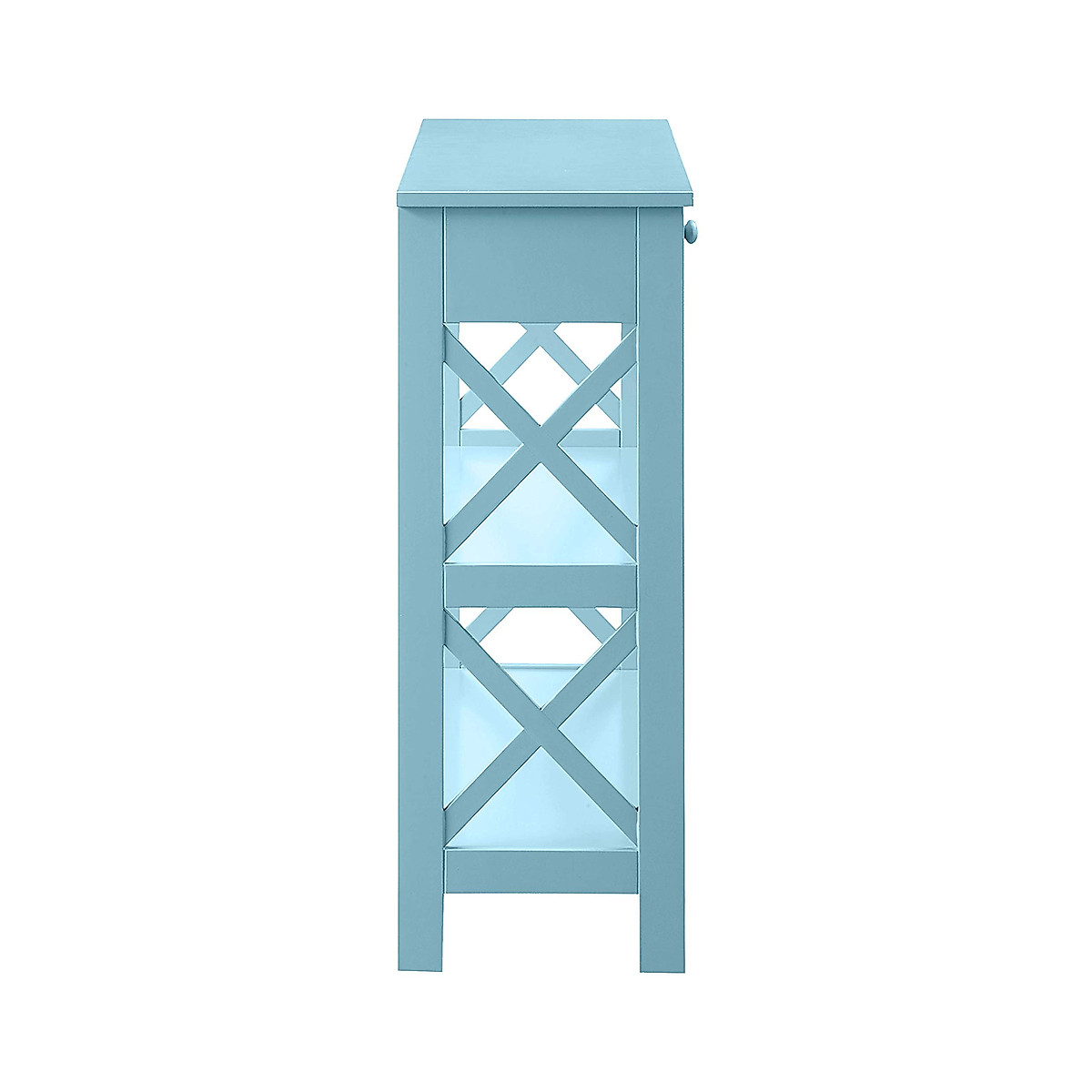 Convenience Concepts Oxford 1 Drawer Console Table with Shelves, Sea Foam Blue