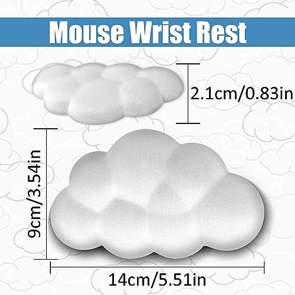 TIESOME Cloud Wrist Rest for Mouse, Memory Foam Wrist Cushion Ergonomic Palm Rest Pain Relief Mouse Wrist Support Pad with Anti-Skid Base for Office School Home Laptop&Computer Mouse(White)