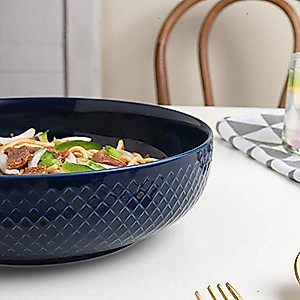 KOOV 46 OZ Pasta Bowls Set of 4, Ceramic Bowl, Large Bowl For Eating, Large Salad Bowl Set of 4, Dinner Bowls Set Microwave Safe (Aegean)