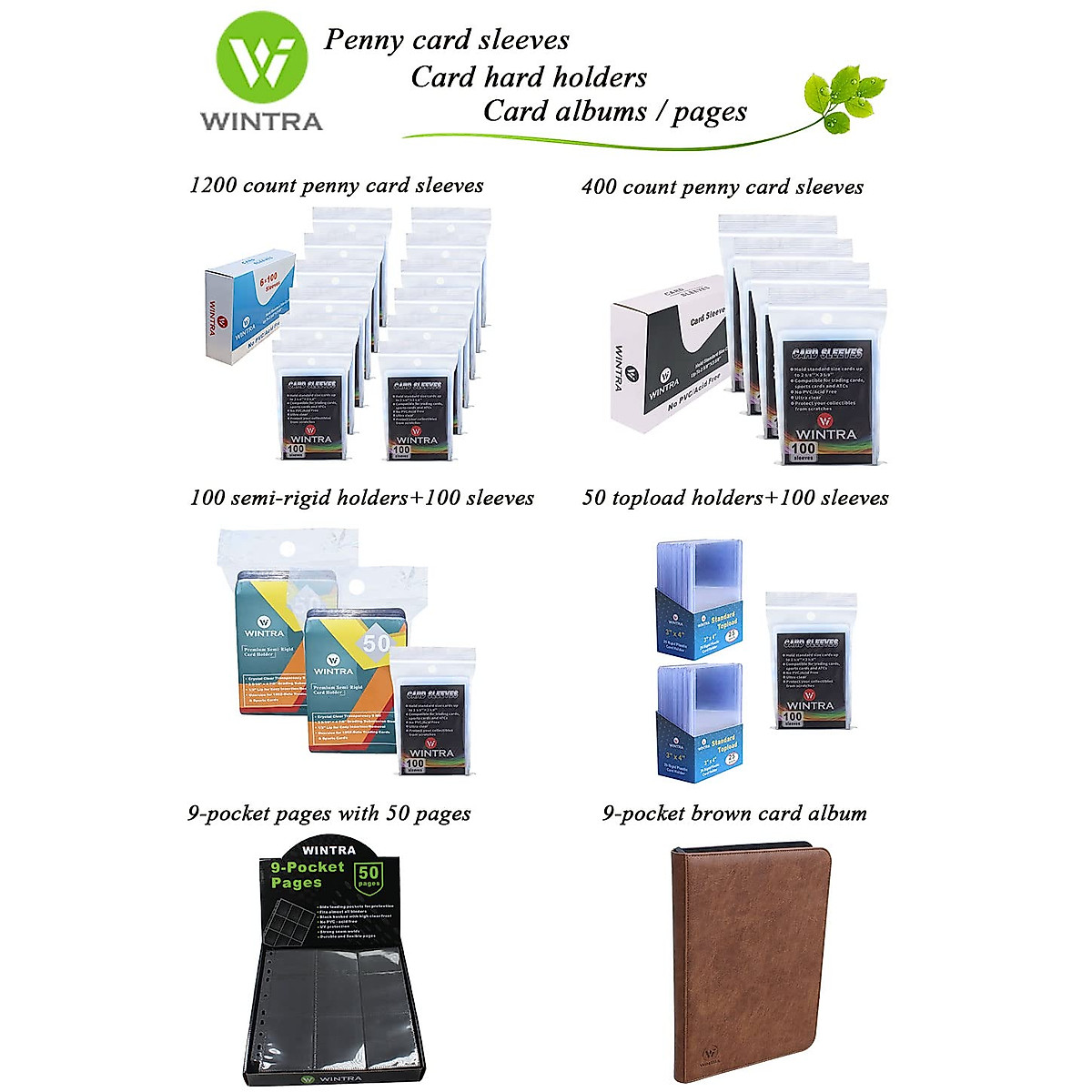 WINTRA 12-Pocket Black Double-Sided Trading Card Album, Side Loading Premium Card Binder, 720 Pockets Binder for Standard Trading and Sports Cards