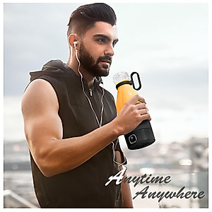 Portable Blender, MIAOKE 6 Blades Juicer Cup for Juice Shakes and Smoothies 350ml Mini Blender with Led Display Usb Rechargeable,3000Mah Rechargeable Battery, for Home Sports Outdoors Travel-Black