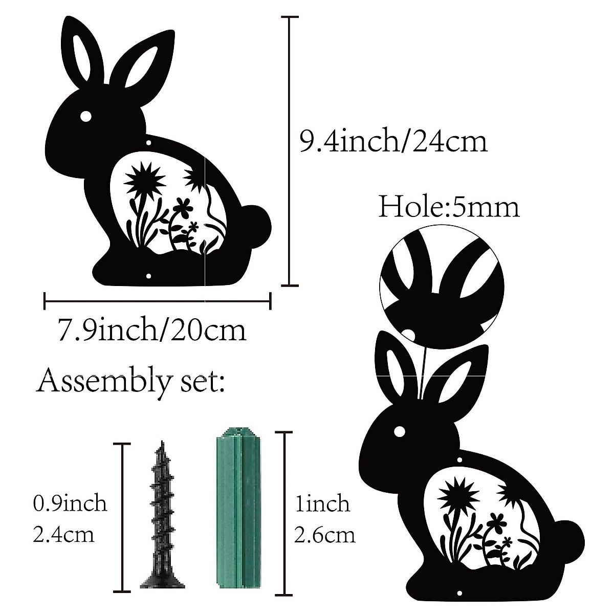 CREATCABIN Metal Wall Art Rabbit Decor Wall Hanging Plaques Ornaments Iron Wall Art Sculpture Sign for Indoor Outdoor Home Living Room Kitchen Garden Office Decoration Gift Black 9.4 x 7.9inch