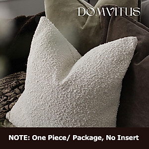 DOMVITUS Luxury Decorative Throw Pillow Cover 18 x 18 Inch Textured Boucle Square Sofa Couch Pillow for Living Room Woven Accent Cushion Case, 1PC, Ivory