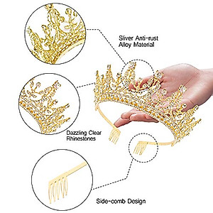 Didder Crowns for Women Rhinestone Crown Tiara, Tiaras and Crowns for Women, Tiaras for Girls Gold Crown for Girls Elegant Princess Crown Tiara with Combs Wedding Bridal Tiara Birthday Prom Party