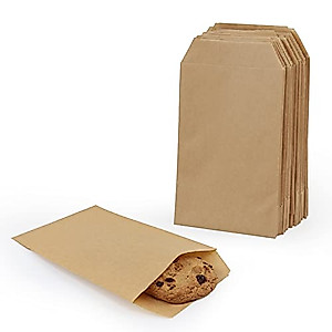 Lautechco 150 Pack Small Paper Bags, Mini Brown Cookie Bags, Tiny Kraft Paper Treat Gift Bags for Sandwich, Snacks, Candy, Popcorn, Party Favor Bags 5.3x3.5 Inches