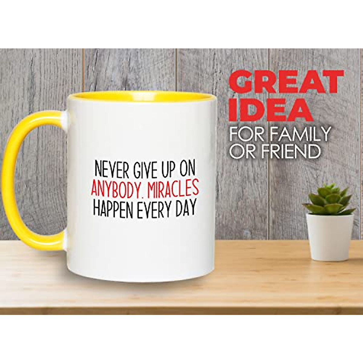 Bubble Hugs Nurse 2Tone Yellow Mug 11oz - Never give up - Labor Clinical Certified Nursing Assistant Surgical Emergency Oncology Practitioner