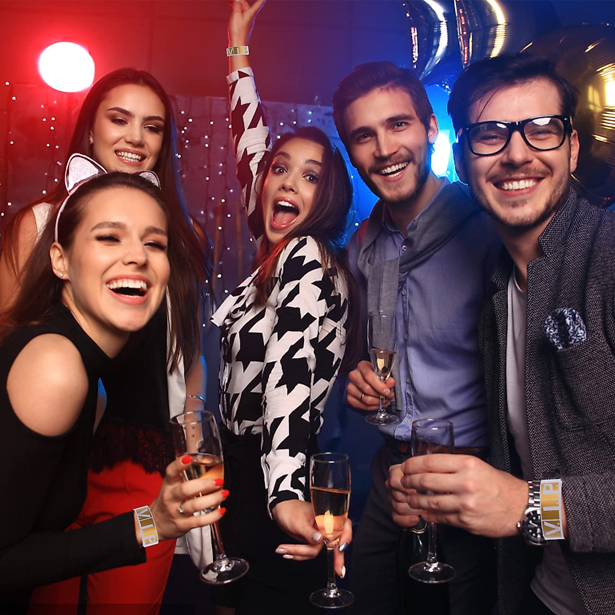 300 Pieces Waterproof VIP Plastic Wristbands VIP Wristbands for Events Lightweight Bracelets Armbands Party Wrist Band for Events, Amusement Parks, Concerts, Fairs, Festivals (Gold)