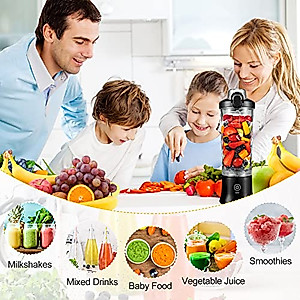 Portable Blender 20 oz Personal Blender for Shakes and Smoothies, BPA Free USB C Rechargeable Blender Cups with 6 Blades and Travel Lid for Ice and Frozen Drinks