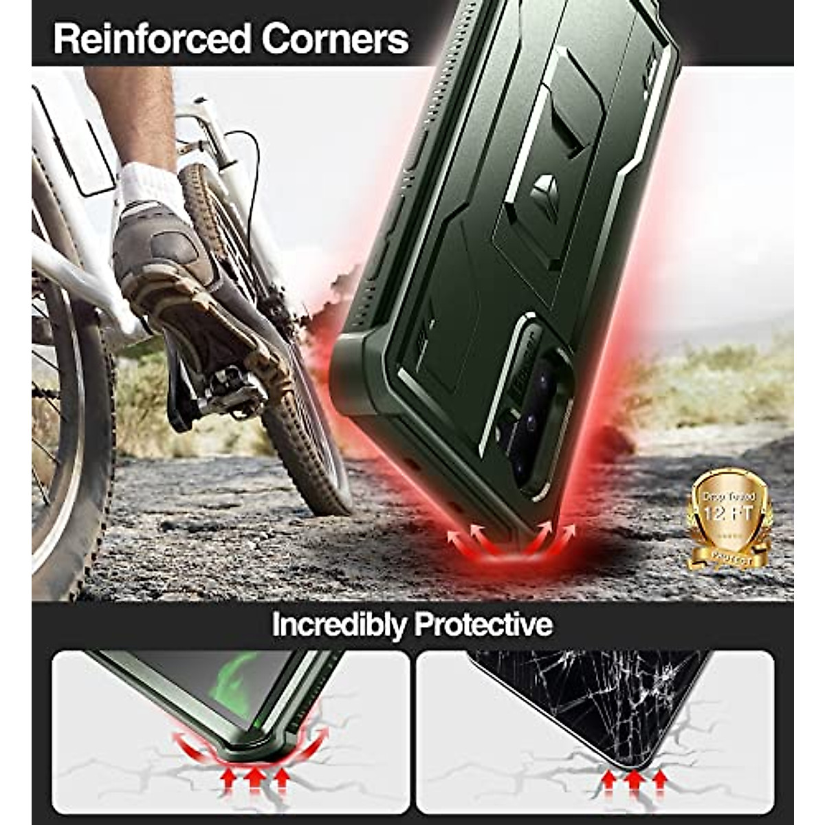 Dexnor for Samsung Galaxy Note 10 Case, [Built in Screen Protector and Kickstand] Heavy Military Grade Protection Shockproof Protective Cover for Samsung Galaxy Note 10,Army Green