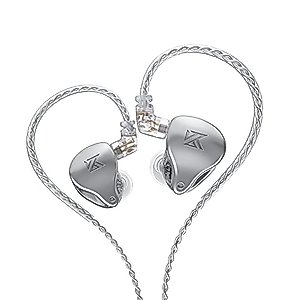 KZ-AST in-Ear Monitors, 24BA Top-Level Configuration HiFi Stereo Earphones, Lightweight Noise Isolating Stage IEM Wired Earbuds/Headphones for Musician Audiophile (Without Mic, Silvery)