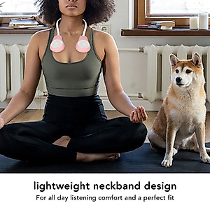 Septpenta Neckband Bluetooth Speaker, Built in 2 2.5W Speaker, True 3D Stereo Sound, Lightweight Design, Portable Wireless Noise Reduction Speaker for Home, Sport, Outdoor(Pink)