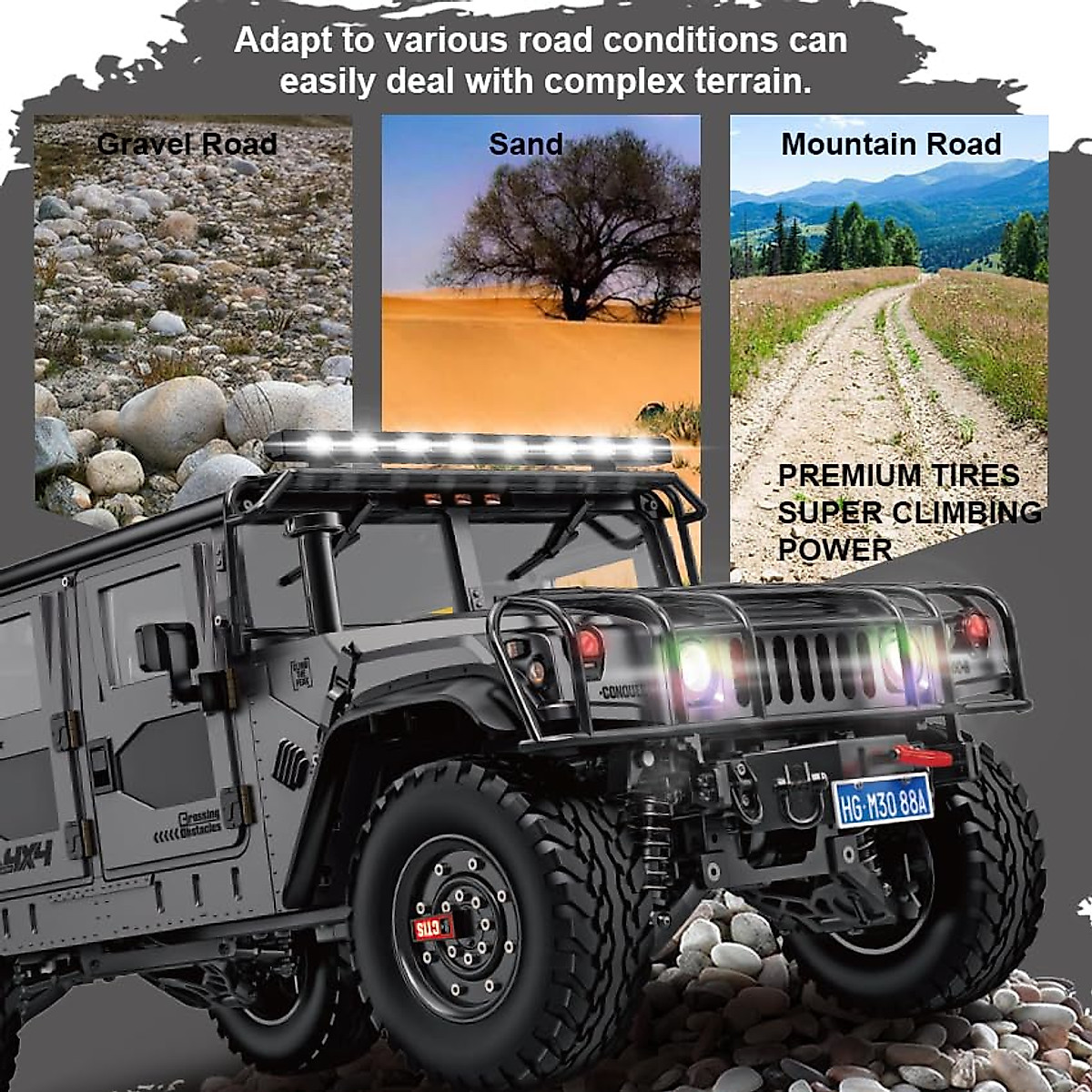 TOUCAN RC HOBBY HG 1/10 P415A RC Off-Road Vehicle for 4x4 Hummer Pick-up Crawler Car Sound Light Black