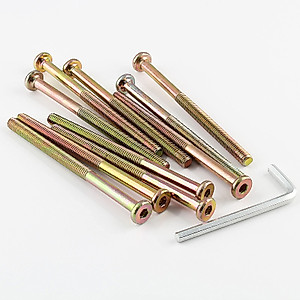 Bonsicoky M6x90mm Button Head Socket Cap Bolts Screws, 10Pcs Zinc Plated Carbon Steel Allen Hex Drive, Full Machine Thread with Bonus Hex Key