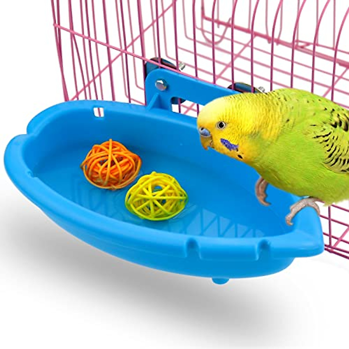 Mygeromon Bird Bath for Cage- Small Tub Bowl for Hang Inside Cage Birdbath Shower for Parrot/Parakeets/Cockatiels/Canary/Budgerigar (Blue)