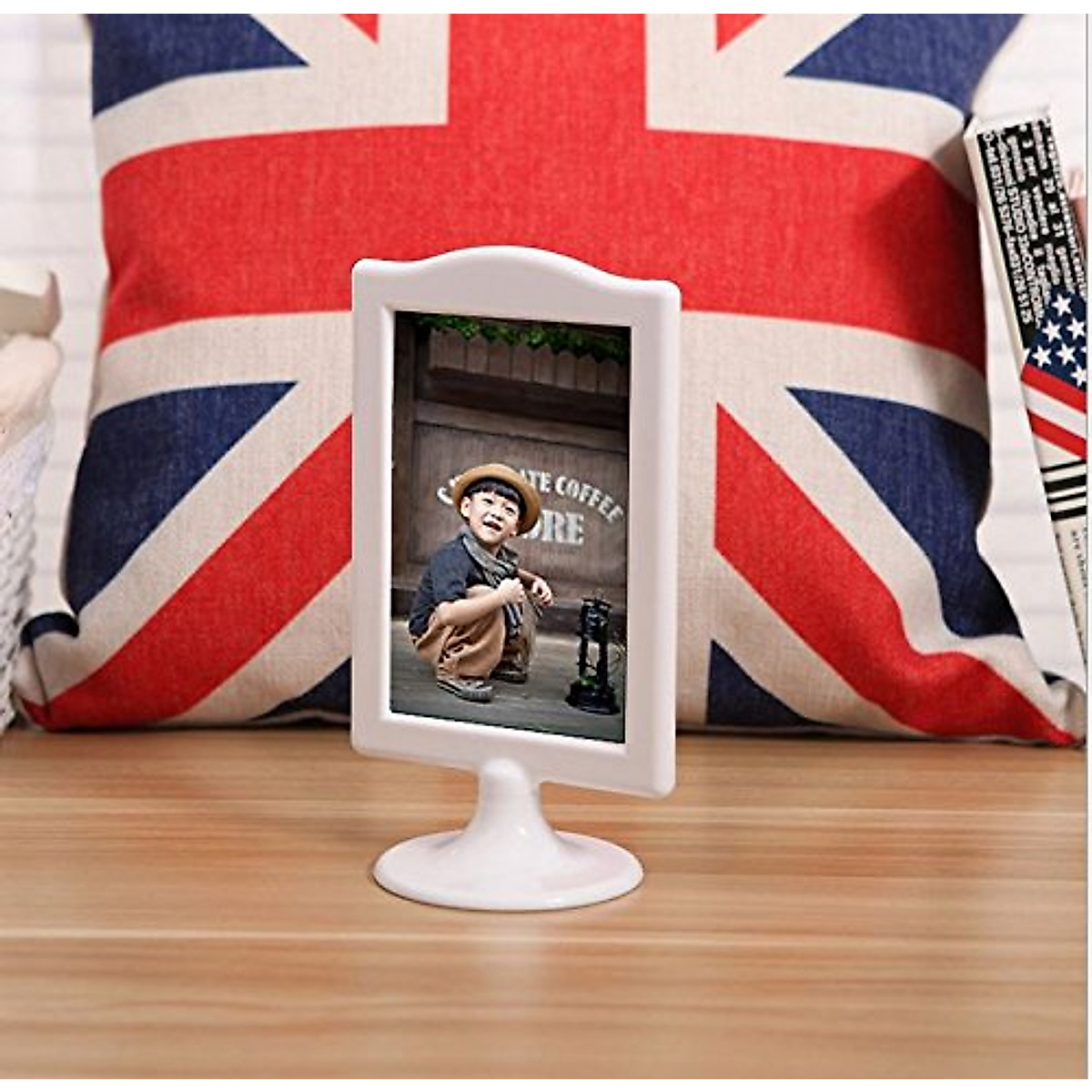 4x6 Double Sided Standing Picture Frames,4 Pack Vertical Photo Frames with Inserts and Base,2 Sided Table Menu Display Stand Frame for Display Restaurant Signs,Wedding Table Numbers (White)