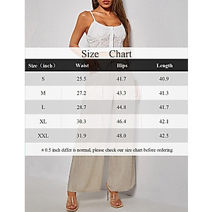 Ugerlov Women's Paperbag Waist Drawstring Linen Pants Wide Leg High Waisted Lounge Casual Trousers with Pockets, Apricot, XL