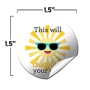 Brighten Your Day Sunshine Thank You Customer Appreciation Sticker Labels for Small Businesses, 60 1.5" Circle Stickers by AmandaCreation, Great for Envelopes, Postcards, Direct Mail, & More!