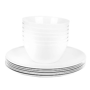 KOXIN-KARLU Melamine Plates, 10.5-inch Dinner Plates Dinnerware Dish, set of 6 White | 100% Melamine, Dishwasher Safe, BPA Free