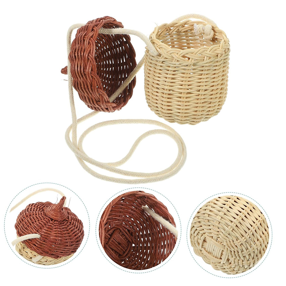 Garneck Woven Bag Costume Photography Prop Satchel Crossbody Decor Summer Outfits for Girls Straw Purses for Women para Straw Toddler Bag Straw Tote Messenger Rattan Child Hanging Basket
