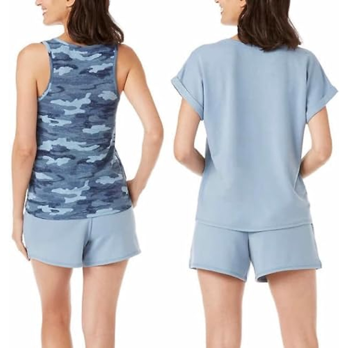 Lucky Brand Women's 3 Piece Pajama Lounge Set, Tee, Tank, & Short (as1, alpha, s, regular, regular, Faded Denim, Small)