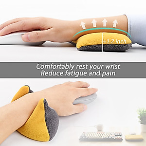 Large Mouse Wrist Rest Bean Bag, Ergonomic Mouse Support Pad Filled Ergo Beads for Computer, Laptop, PC Gaming, Yellow