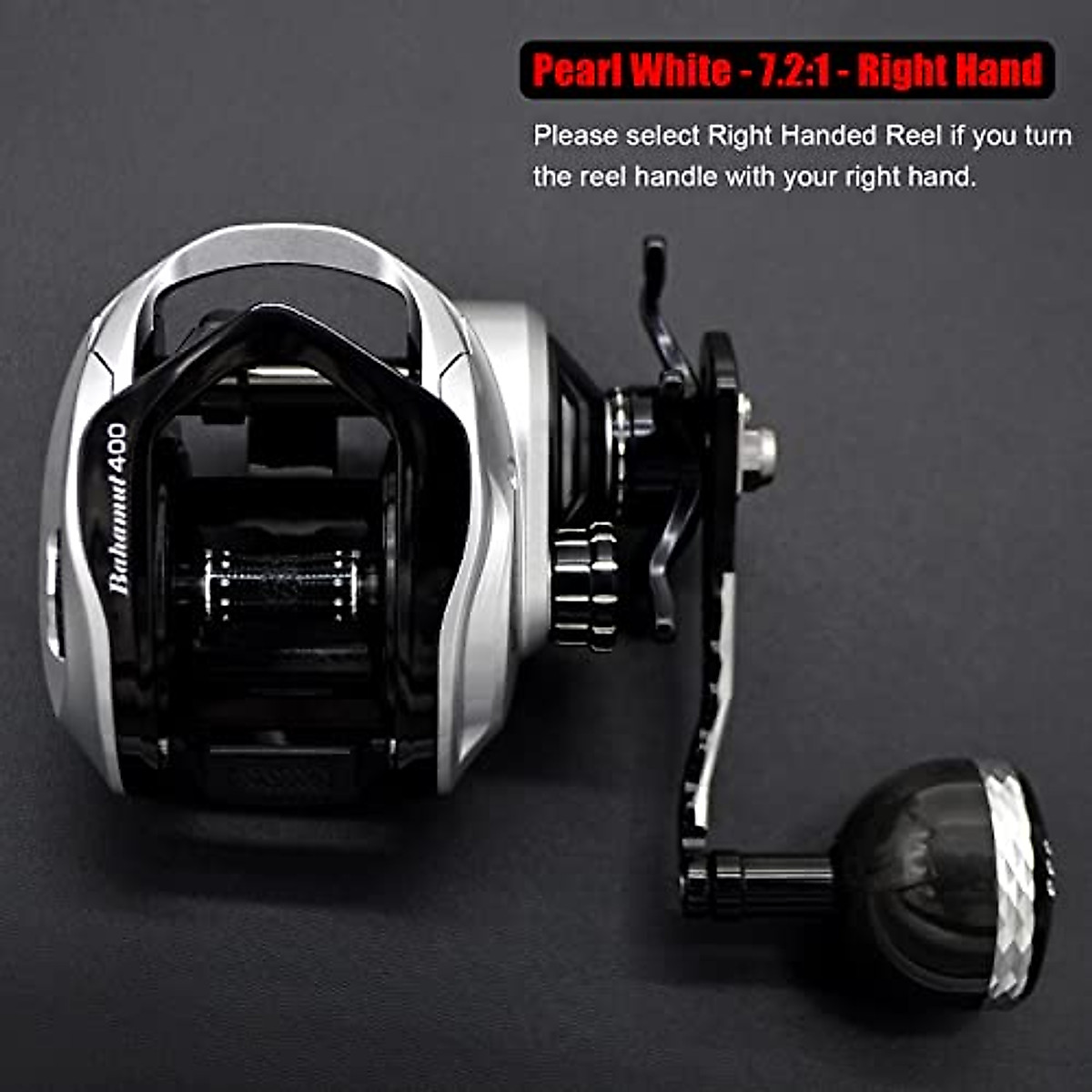 CAMEKOON Bahamut 400 Baitcaster Reels, Large Capacity for Jigging, 10+1 Stainless Steel Bearings, 35 LBs Drag, 7.2:1 Smooth Gear Ratio, Carbon Fiber Frame and Side Covers, Baitcasting Fishing Reel