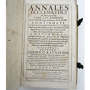 1694 BLIND-STAMPED PIGSKIN OVER WOODEN BOARDS FOLIO ANNALES ECCLESIASTICI