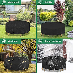 Outdoor Covers for Patio Furniture Set-Round - Beige, 55x24inch, 420D Heavy Duty, Waterproof UV Resistant, Patio Furniture Covers, Outdoor Table Cover, for Your Outdoor Coffee Table and Chairs