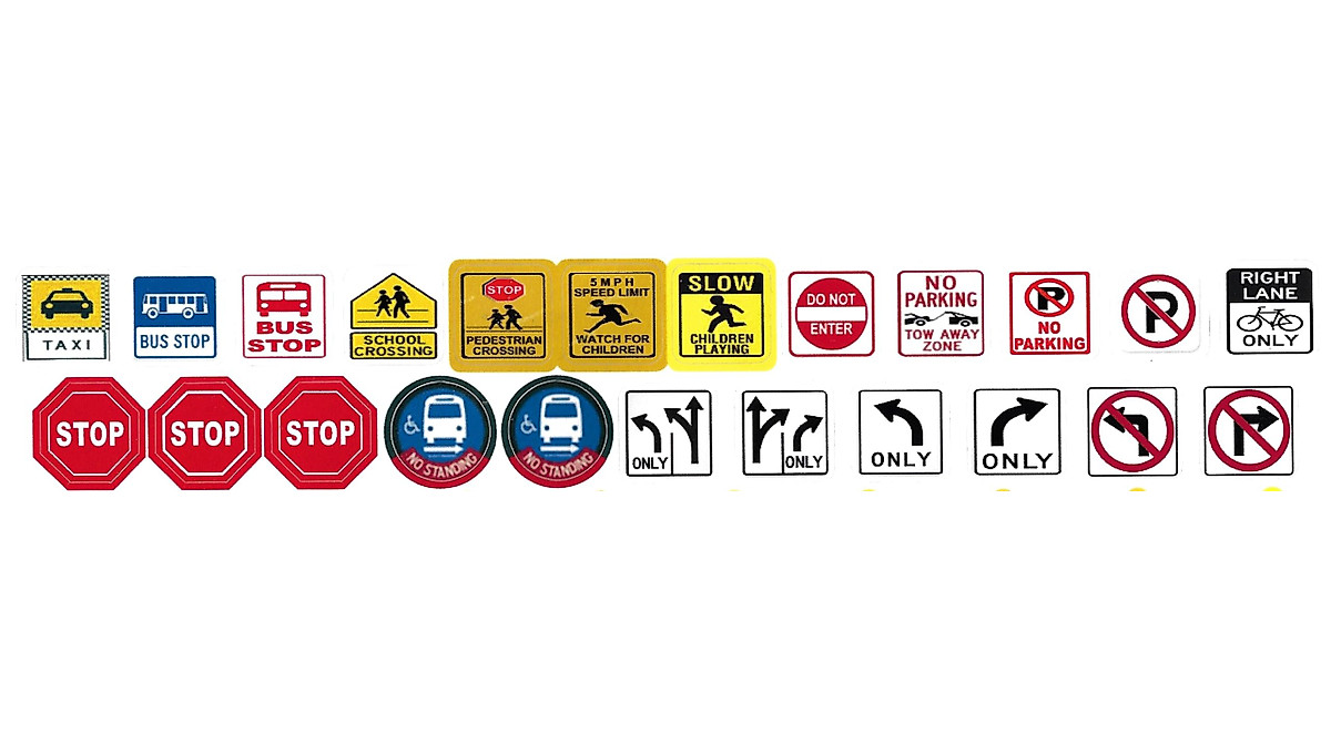 Educational Driving Traffic City Street Road Signs Stickers Set of 36 ...