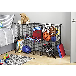 Whitmor Storage Cubes - Stackable Interlocking Wire Shelves - Black (Set of 6)