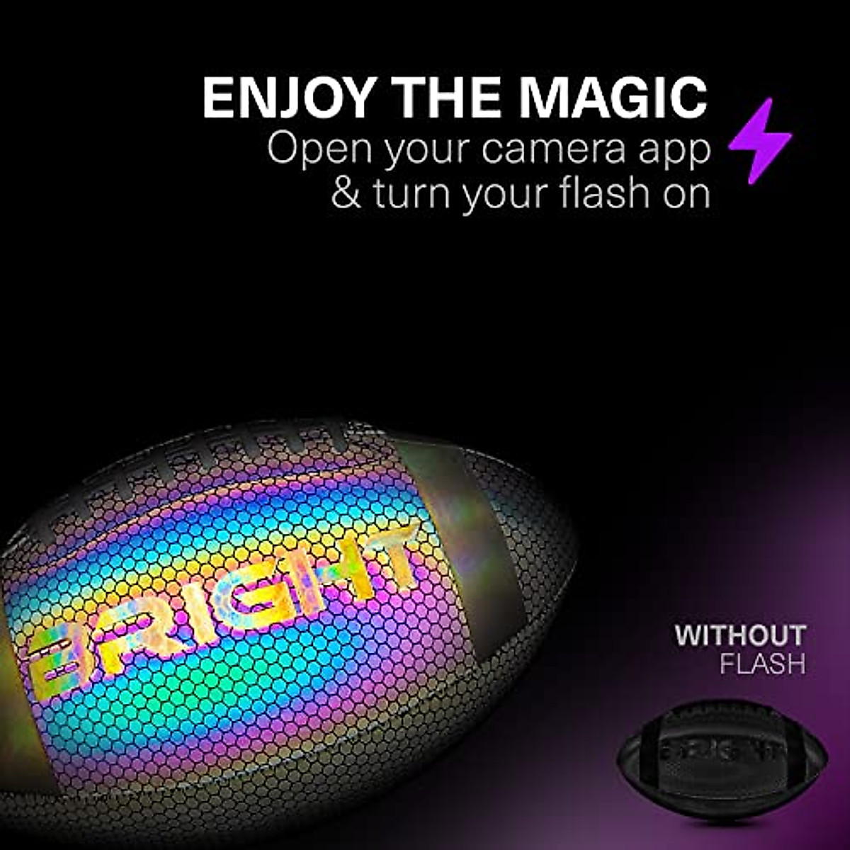 Bright™ American Football - Reflective- Holographic - Glow in The Dark - Children and Adults - Unisex - Size 9