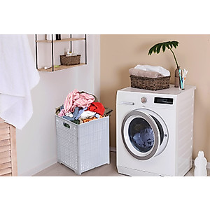 Eslite 42L Collapsible Plastic Laundry Baskets,Foldable Laundry Hamper,Pack of 2 (White)