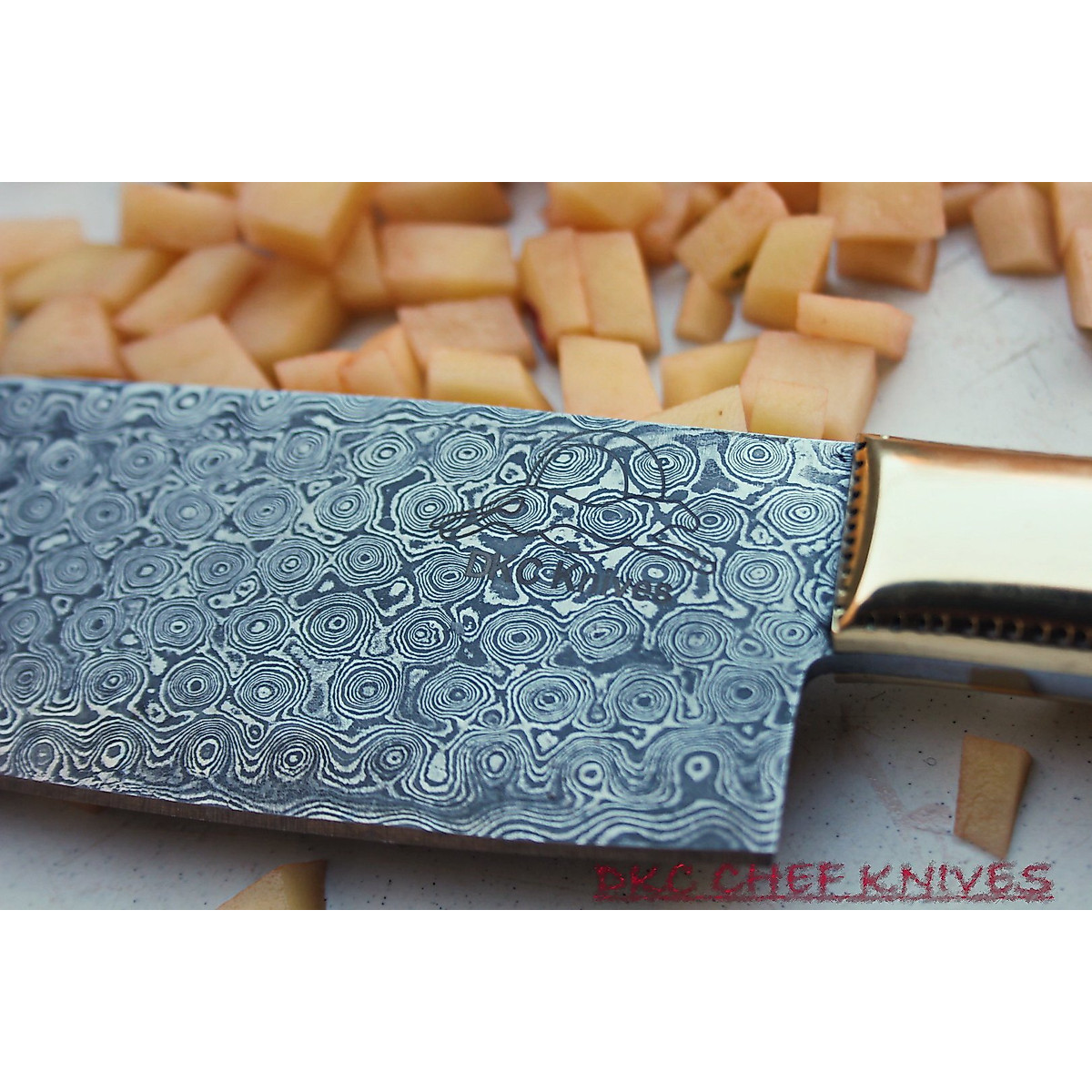 (6 7/18) DKC-533-DS-BL Grand Master Chef Knife Blue Handle Damascus Steel DKC Knives 16.8 oz 12" Long 7.5" Blade (Blue Handle Damascus Blade)
