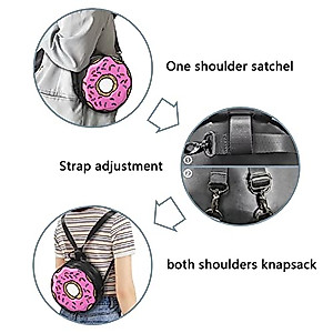 BIGCARJOB Personalized Crossbody Bags for Womens Girls Travel Purse Zipper Wallet,3D Novelty Doughnuts Mini Round Crossbody Shoulder Handbags Casual Sling Satchel Party Holiday Phone Bags