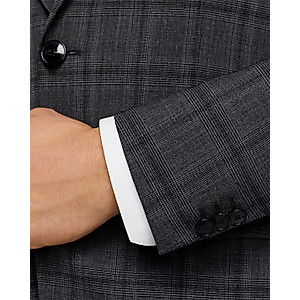 Hugo Boss Mens Extra Slim Fit Washable Fabric Plaid Sport Coat 40 Long Charcoal