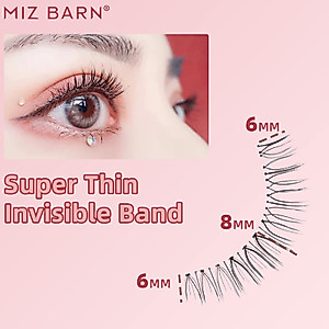 Miz Barn Daily Natural Look False Eyelashes,4 Pairs Natural Soft Lightweight Comfortable Short Lashes Clear Band Handmade Luxurious False Eyelashes(A05)