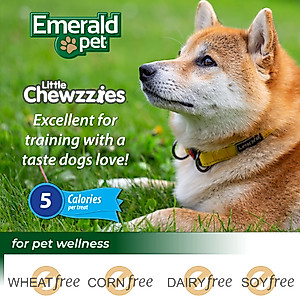 Emerald Pet Little Chewzzies Wheat Free Training Dog Treats — Healthy and Tasty Natural Dog Chews with Real Meat or Peanut Butter — Limited Ingredient Dog Treats Made in The USA — Chicken, 5 oz