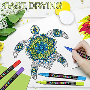 IVSUN 24 Colors Acrylic Paint Marker Pens, Premium Extra Fine Point Acrylic Paint Pens for Wood, Canvas, Stone, Rock Painting, Glass, Ceramic Surfaces, DIY Crafts Making Art Supplies