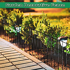 Loninak 10 Pack Animal Barrier Fences, 17 Inch(H) X 10 Ft(L) No Dig Fence Decorative Fence Rustproof Metal Wire Garden Fence Border for Dog Rabbits Ground Stakes Defence Yard Landscape Patio T Shape.