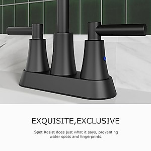 Matte Black Bathroom Faucet 3 Hole ARRISEA 4 Inch Centerset Faucet for Bathroom Sink, Black Bathroom Sink Faucet 3 Hole with Pop Up Drain, BF068-1-MB