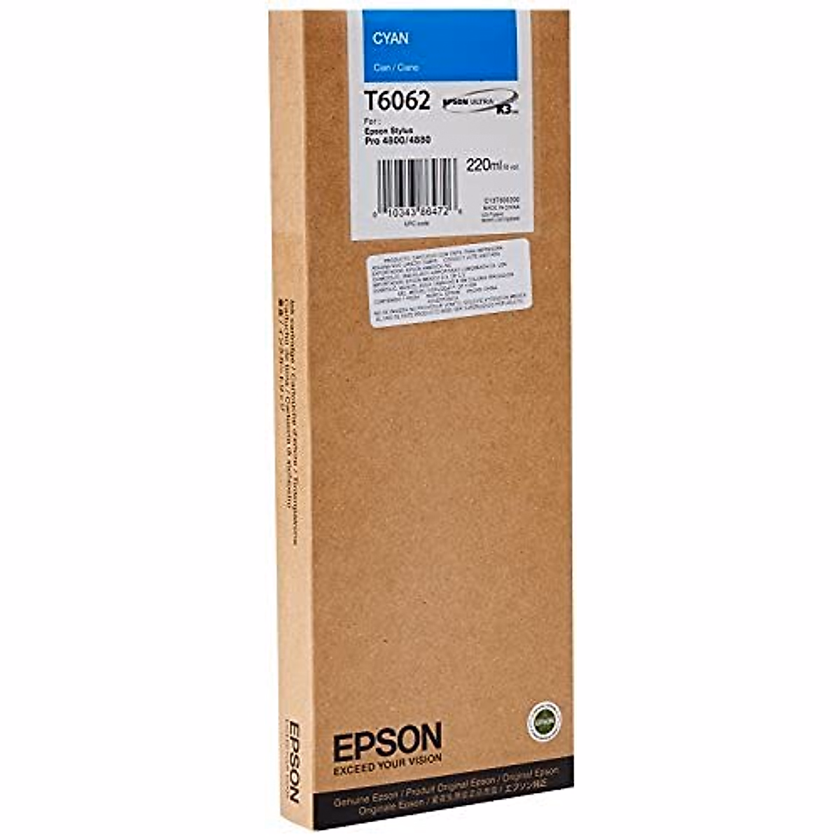 Epson UltraChrome K3 Ink Cartridge - 220ml Cyan (T606200)