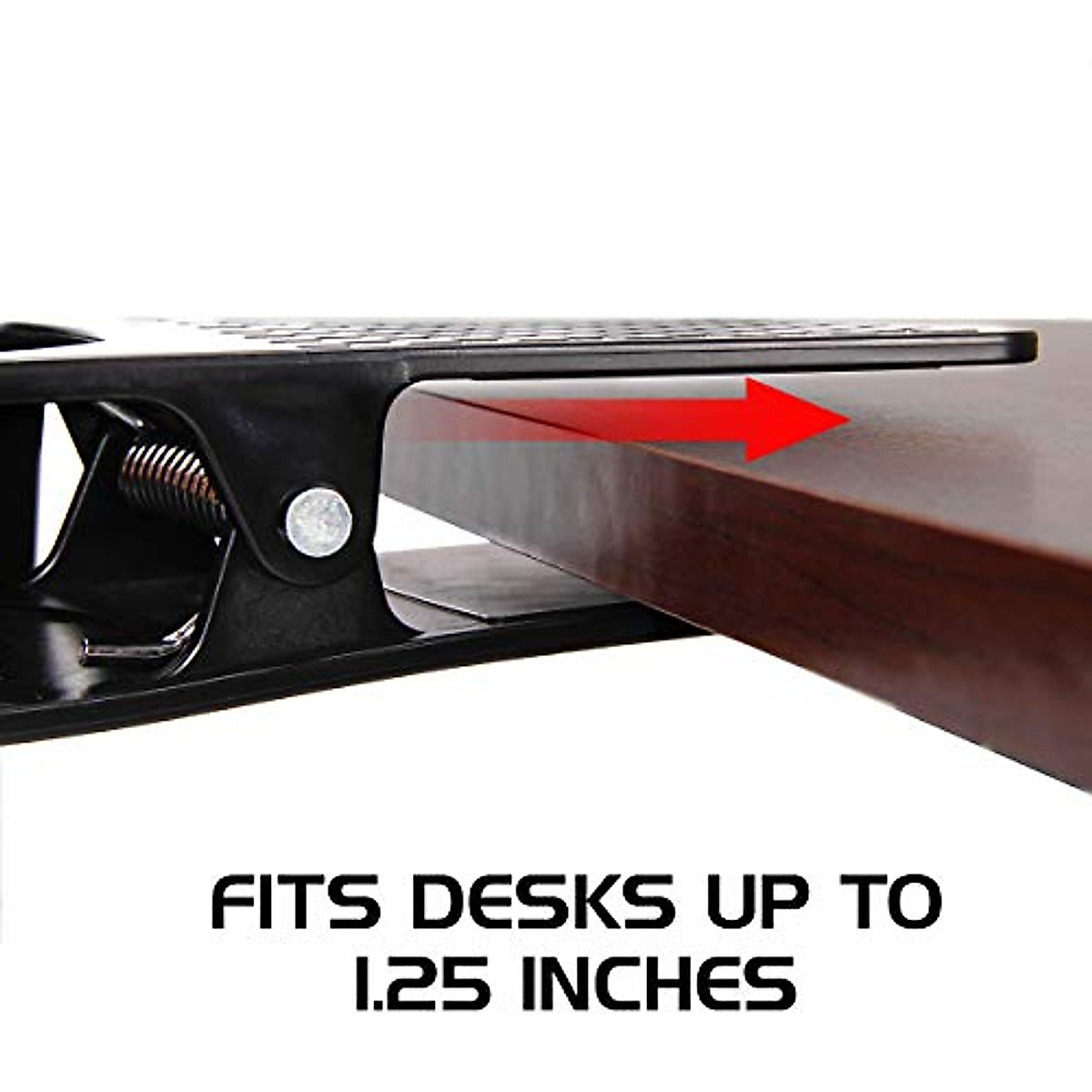 ENHANCE Clip On Desk Cup Holder - Desktop Organizer Clamp, Water Bottle Holder, Remote Holder - Home Office Desk Accessories - Drink & Food Storage with Metal Spring - Holds Phones, Office Supplies