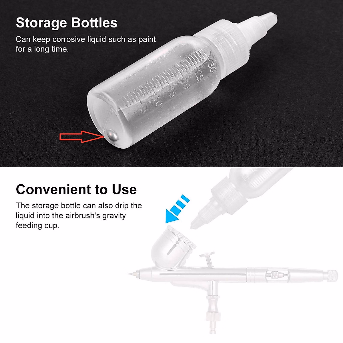 10Pcs Empty Airbrush Bottles, 30ml Paint Storage Bottles Replacement Jars with Scale