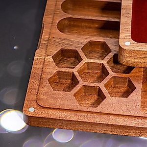 UDIXI 2 in 1 DND Dice Tray, Wooden Dice Box with Magnetic Lid & D&D Dice Holder Case, Dice Tray Combined into One for DND, D&D, RPG, Tabletop Games | Holds 6 Sets of Polyhedral Dice（Sapele Wood）