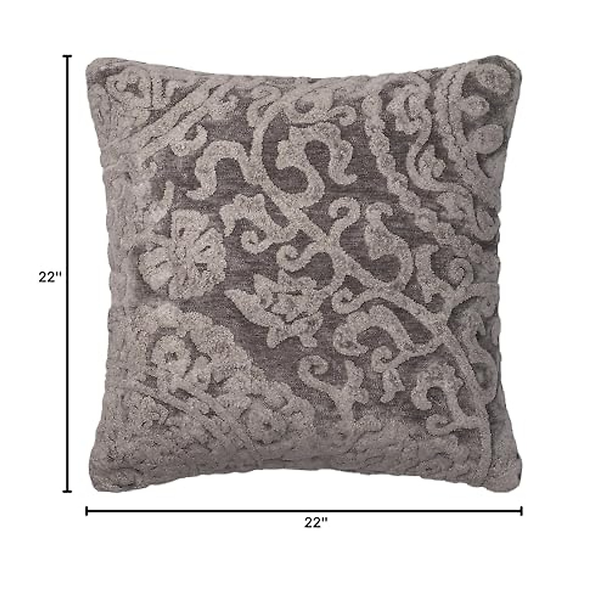 Loloi Loloi-DSETGPI02AS00PIL3-Ash Decorative 100% Viscose Accent Pillow with Down Fill-22" X 22", Ash