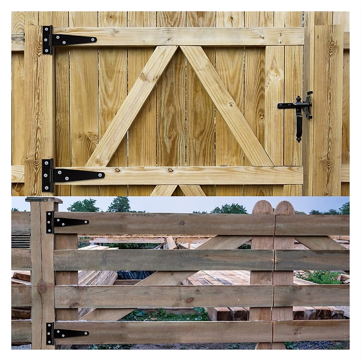 6pcsT Hinges, Gates, Black Hinges, Heavy Duty Hinges for Wooden Fences, Sheds, Wooden Boxes, Garden Gates, Log Cabins Cerniera