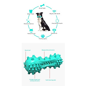 ASWER Dog Chew Toothbrush Toys for Small Medium Large Dogs Dental Care, Squeaky Teeth Cleaning Toy for Aggressive Chewers Large Breed Indestructible Tough Dog Toothbrush Stick Blue