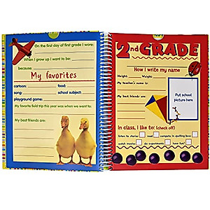 PI Kids School Memory Book Album Keepsake Scrapbook Photo Kids Memories from Preschool Through 12th Grade with Pockets for Storage Portfolio + Bonus 12 Slots to Paste Pictures - of School Pictures